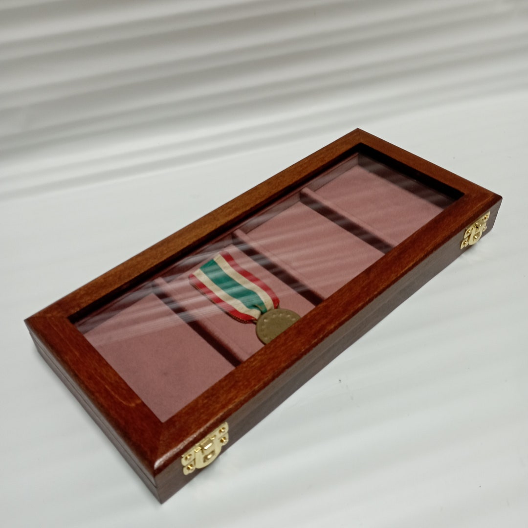 Wooden Case for Military Medals, Wooden and Velvet Plexiglass Display ...