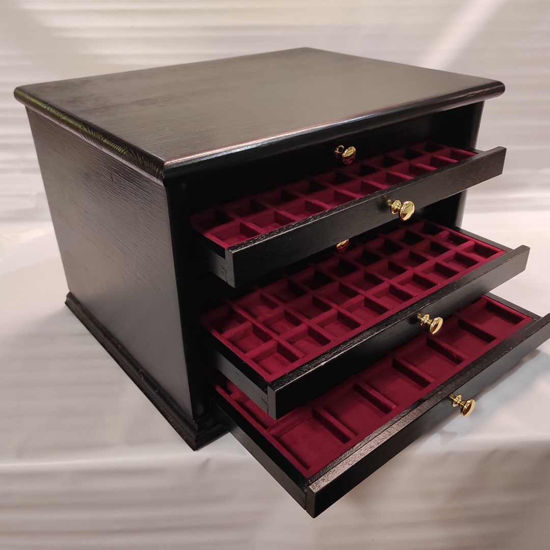 Customizable Coin Cabinet in Real Wood and High Quality Italian Velvet ...
