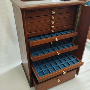 Walnut Wood Coin Cabinets With 16 Customizable Velvet-lined Drawers - Etsy