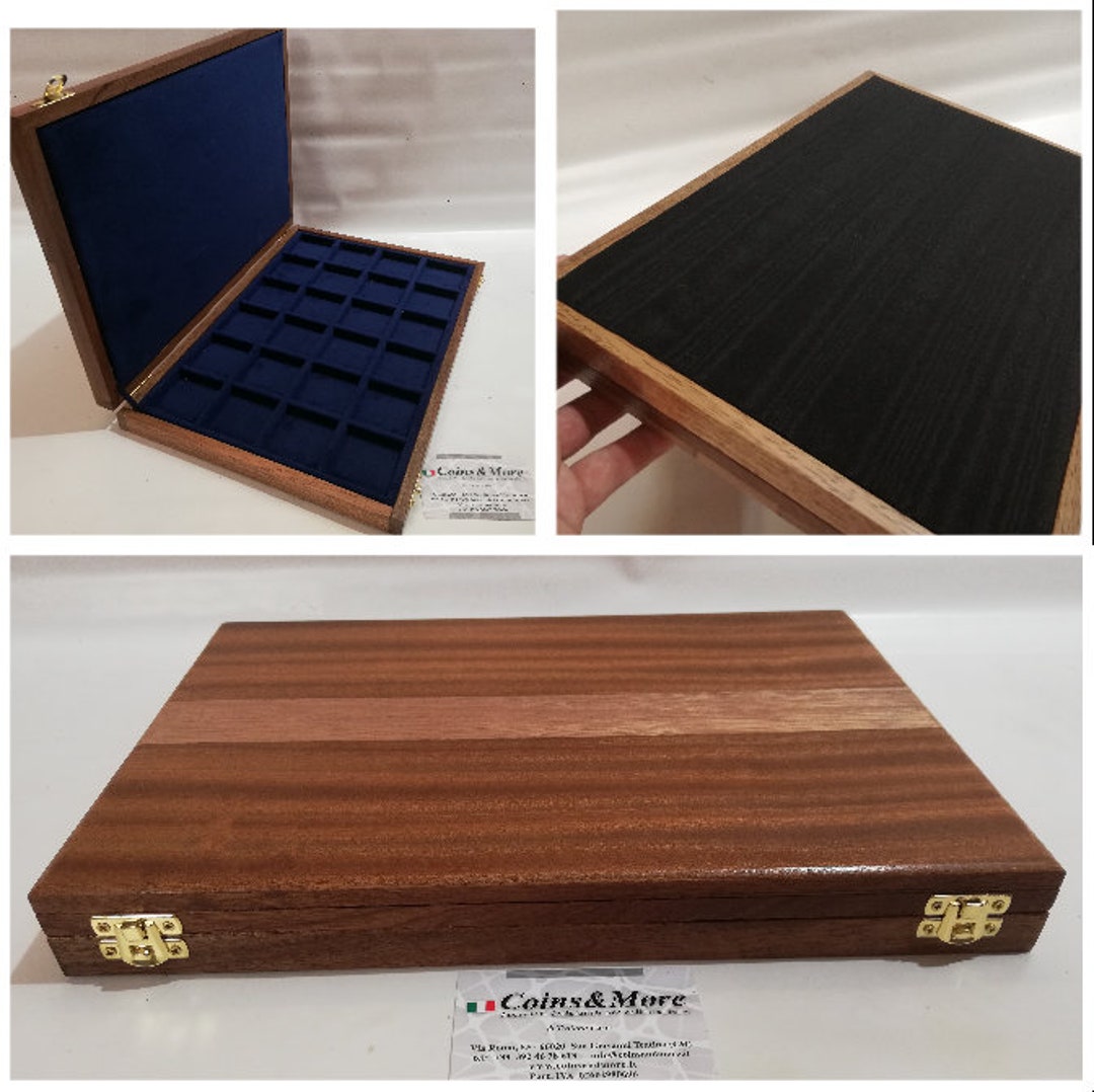 Solid Mahogany and Italian Velvet Case for Coins and Medals Handmade by ...