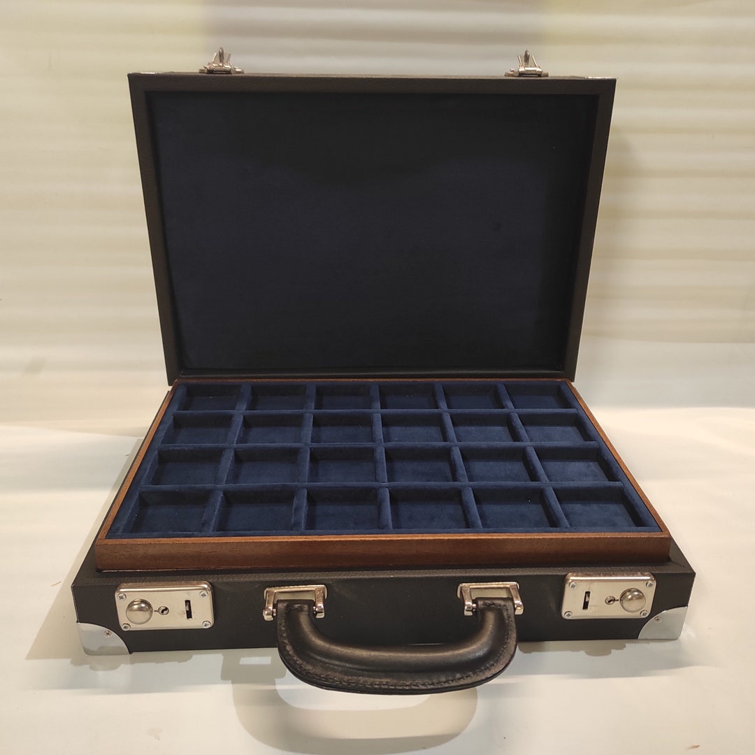 Portable Suitcase for Coins Briefcase BLACK Leatherette, Including 3 ...