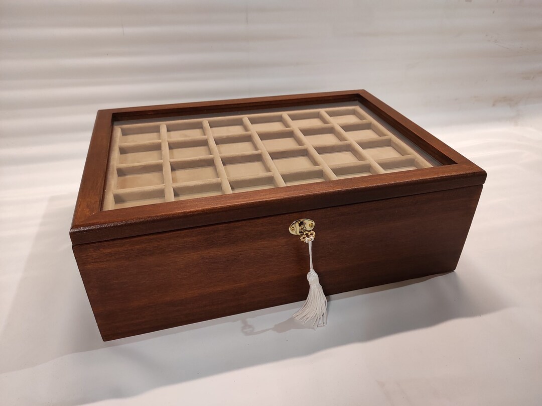Wooden Coin Box With 5 Numismatic Trays in Italian Velvet. Customizable ...