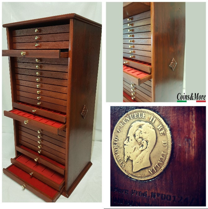 Coin Cabinet Coin Cabinet in Real Wood Color Walnut 25 Drawers - Etsy ...