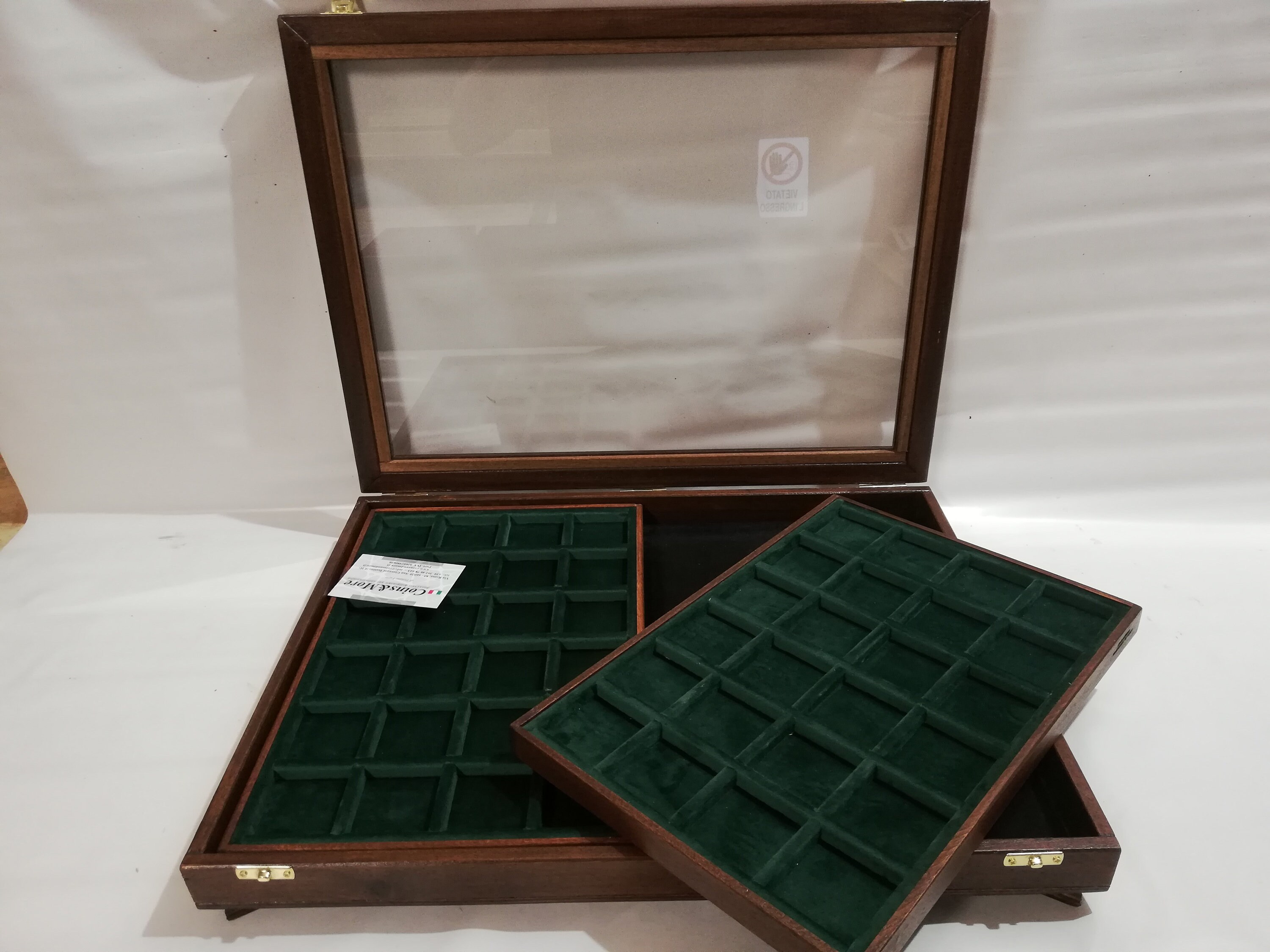Showcase Display Case in Wood and Glass With Two Trays in Italian ...