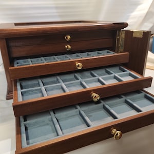 5 drawer coin cabinet in real wood and italian velvet - Etsy