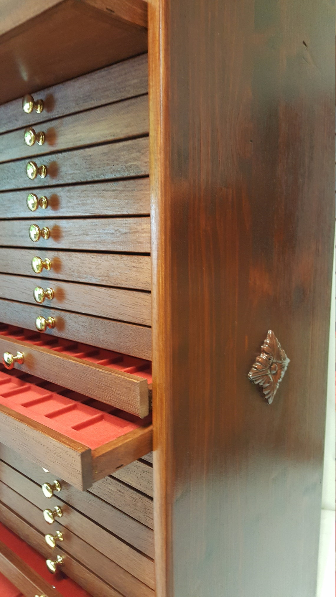Coin Cabinet Coin Cabinet in Real Wood Color Walnut 25 Drawers - Etsy