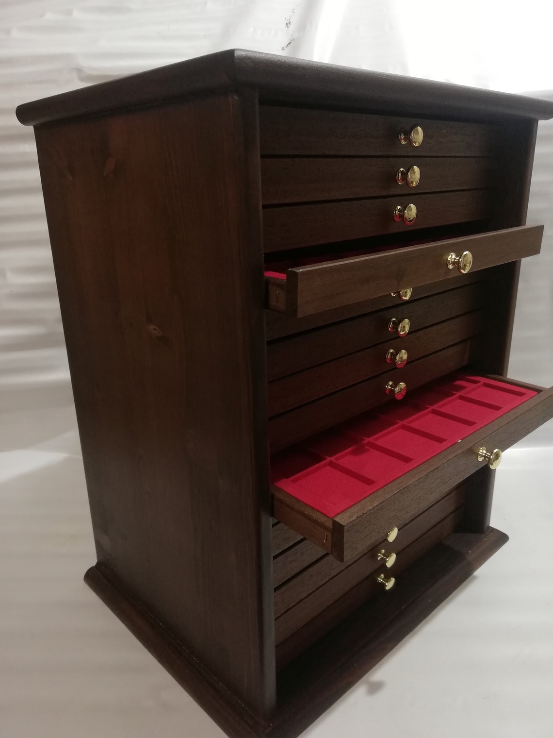 Coin Cabinet Coin Cabinet in Real Wood Color Walnut 15 Drawers | Etsy