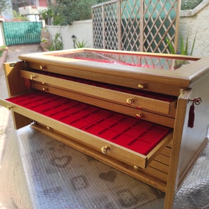 Large Coin Cabinet With 10 Drawers in Flocked Red or Italian First ...
