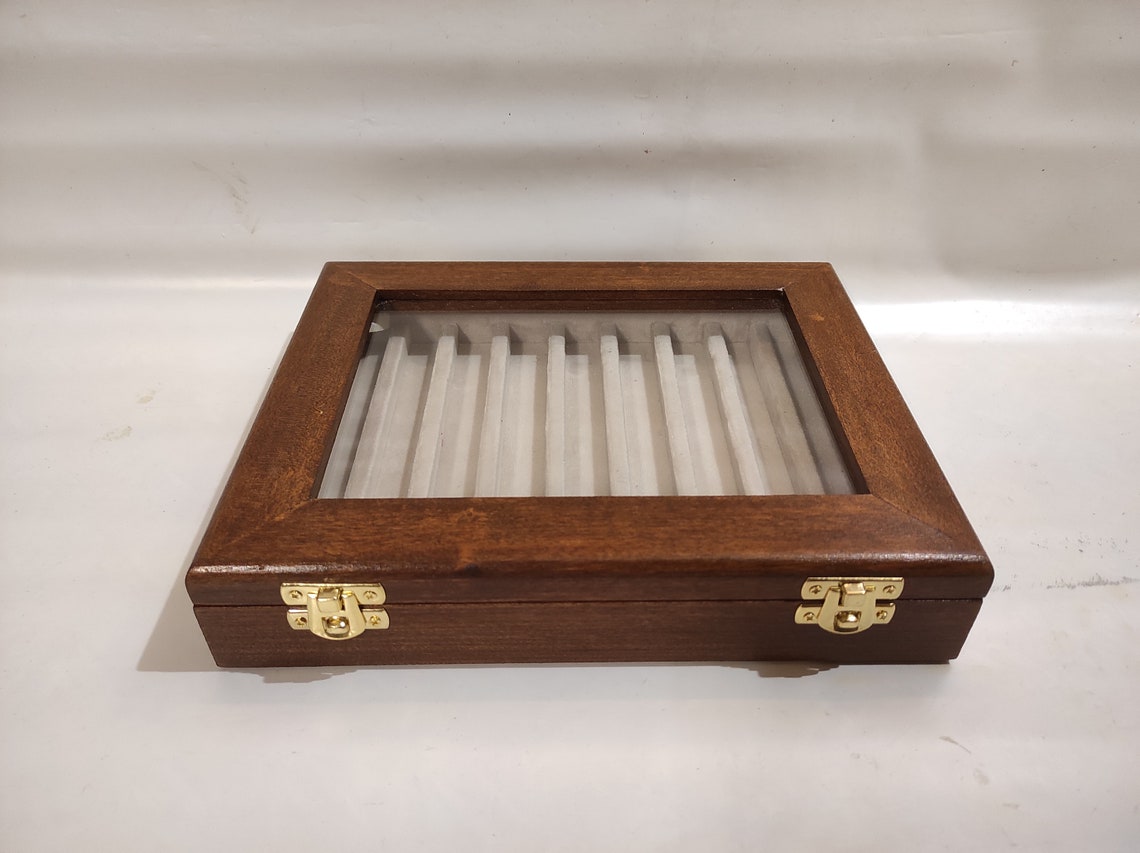 Pen Holder Box Wood and Velvet Case Display for 9 Fountain | Etsy