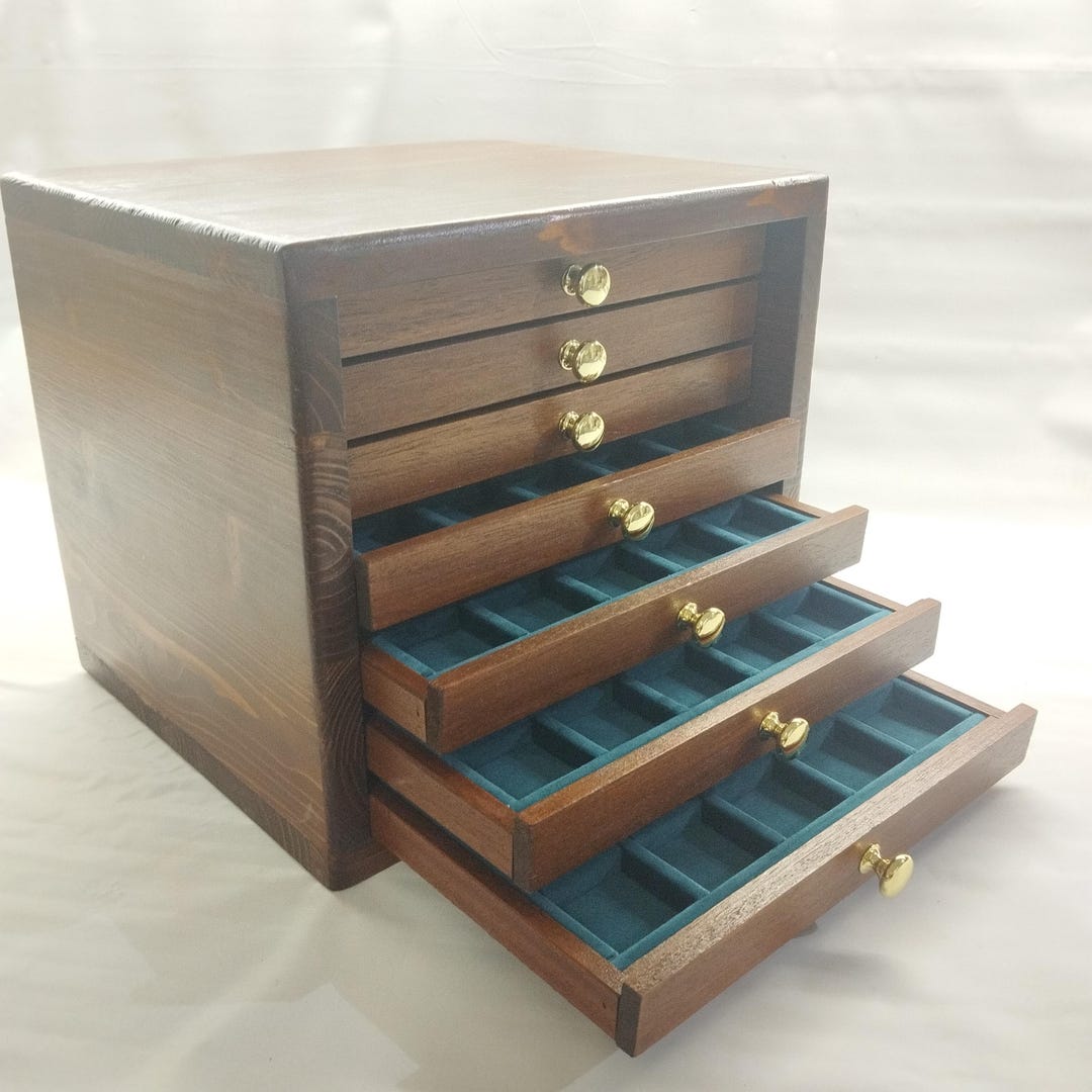 Real Wood and Velvet Coin Cabinet Italian Coin Cabinet Coins&more Coins ...