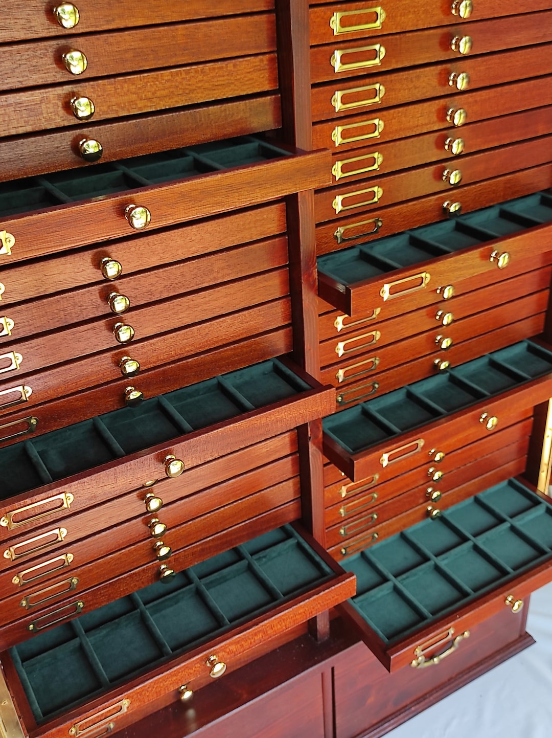 Coin Cabinet With 50 Drawers in Real Wood and High Quality Velvet - Etsy