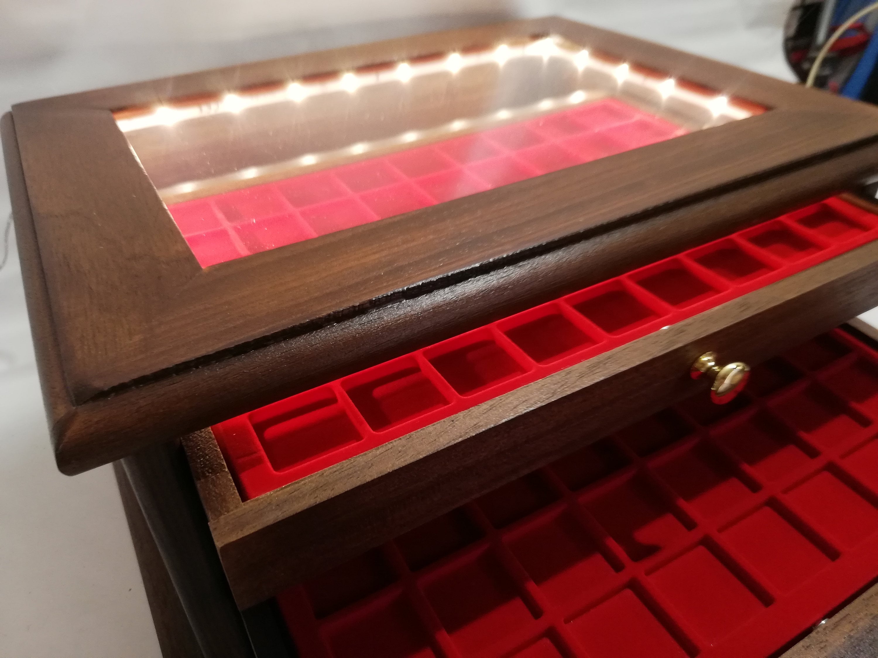 Coin Cabinet With LED ® Light in Real Wood Color Walnut 5 | Etsy