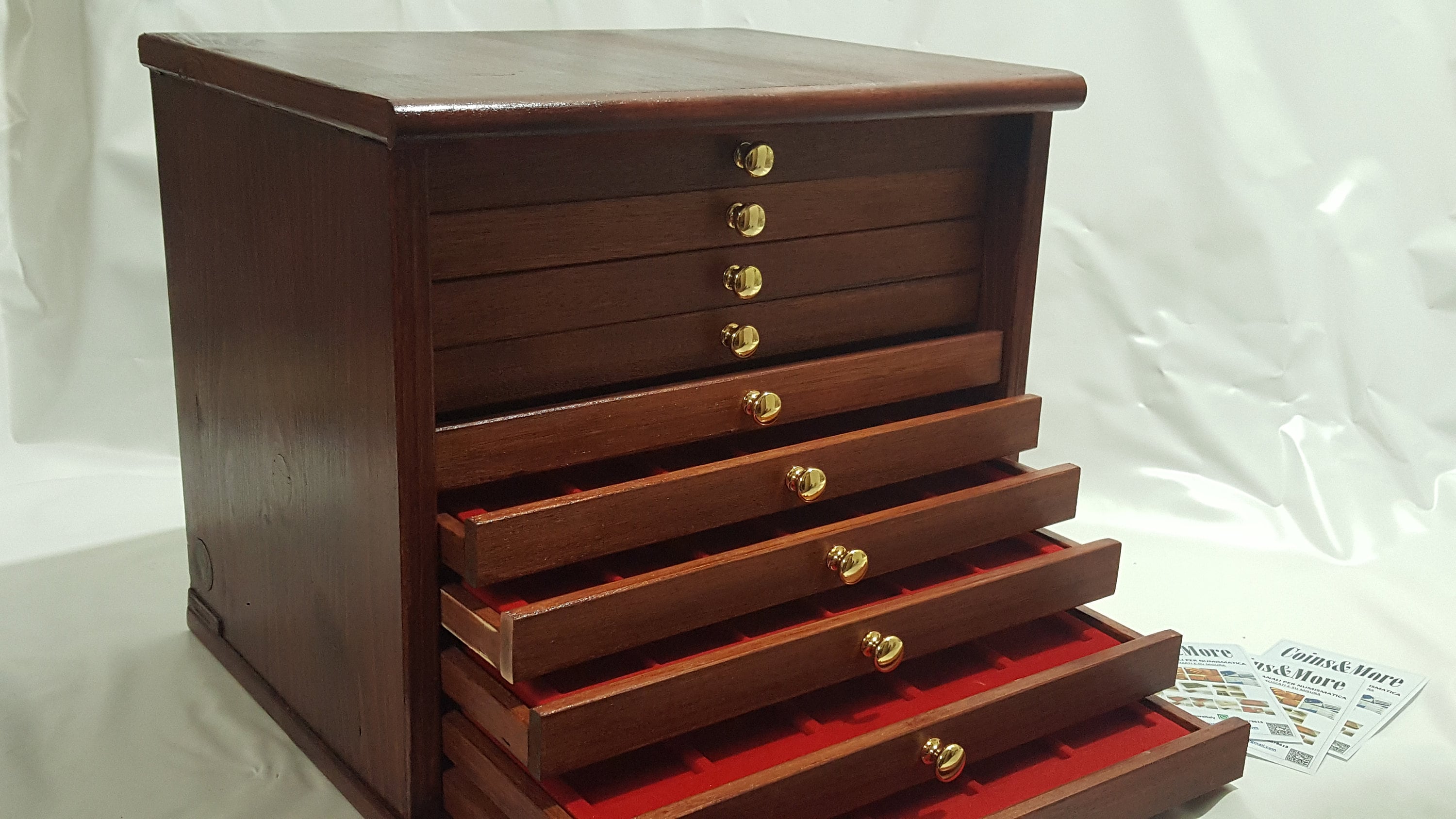 Coin Cabinet in Real Wood Color Mahogany 10 Drawers - Etsy Canada
