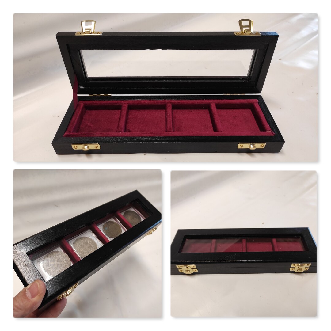 Wooden Box Case 4 Squares 50x50mm in Italian Velvet, Color of Your ...