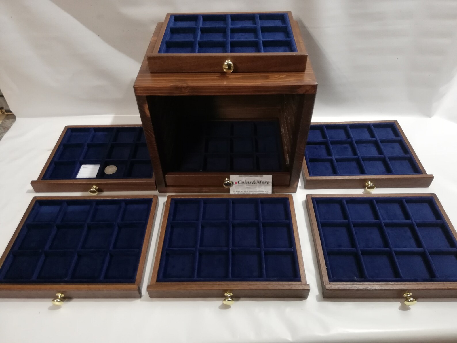 Coin Cabinet 7 Drawers in Real Wood and Italian First Choince Velvet ...