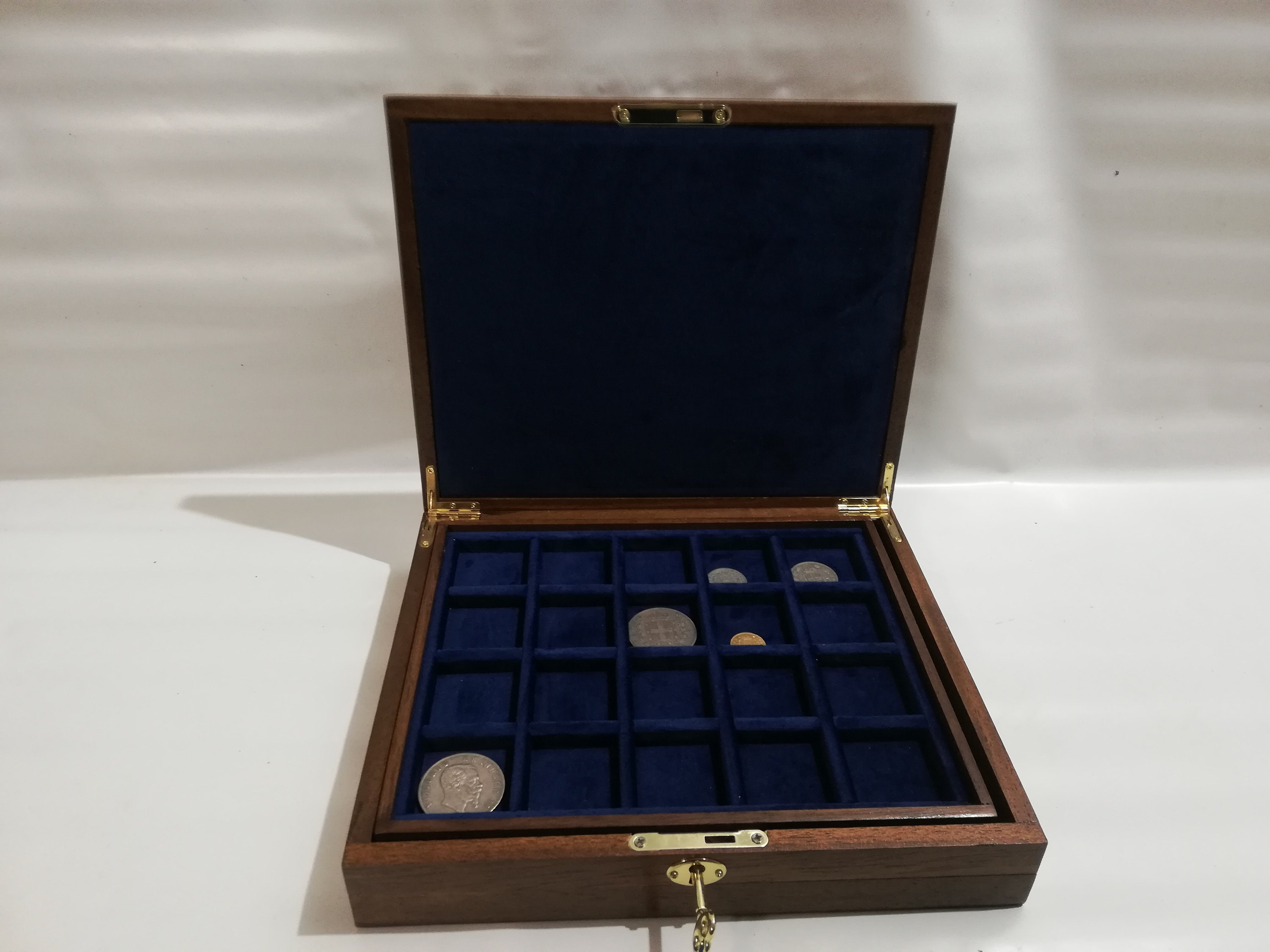 Box in Wood and Royal Blue Velvet for Coins Medals Coin Box | Etsy