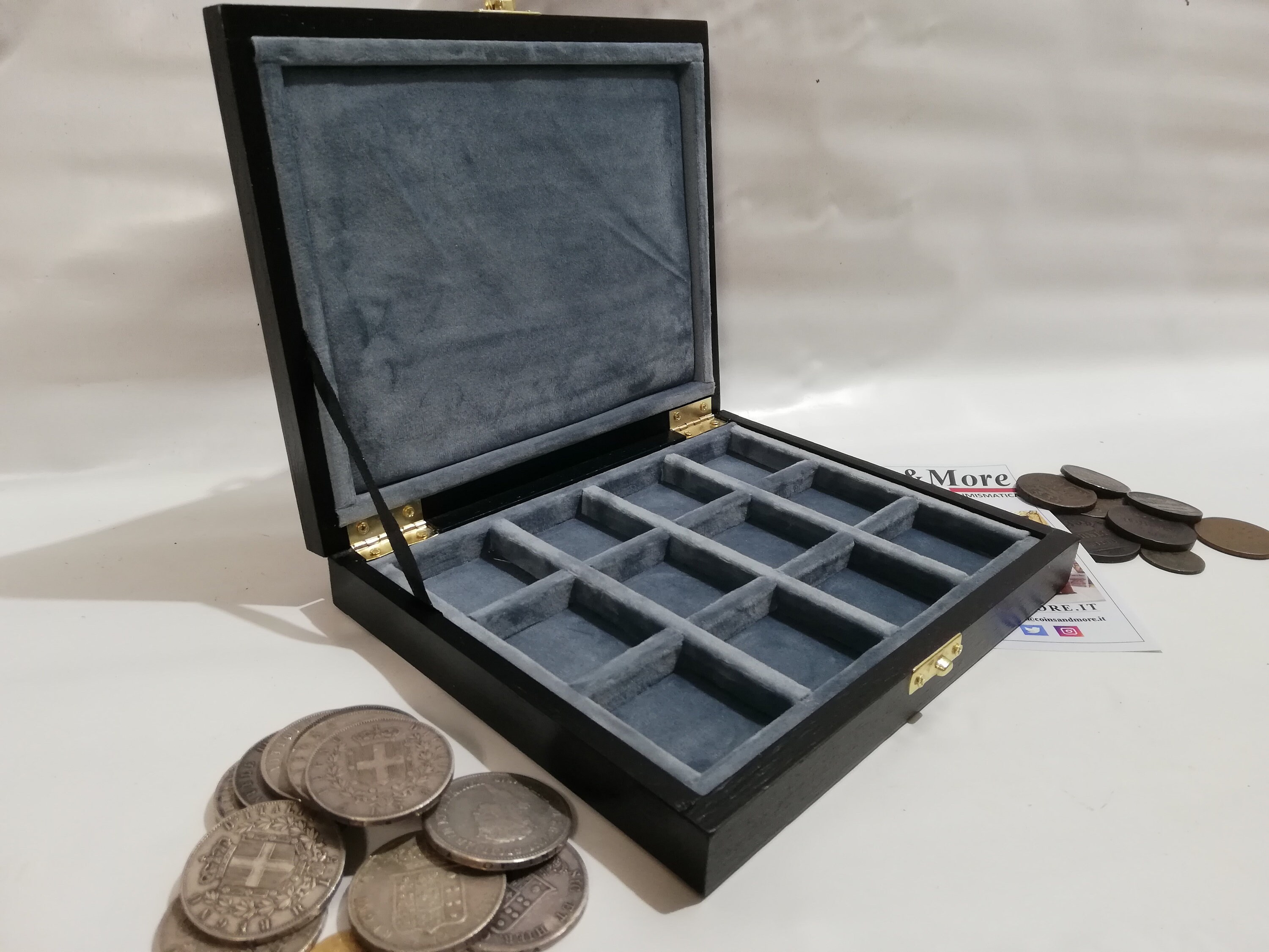 Wooden Case Box for Coins, Medals, Minerals, Fossils, Gems, Malacology ...