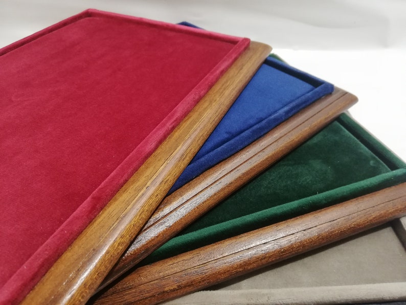 Plateau in Wood and Velvet Tray for Jewelry Coins Medals Display ...