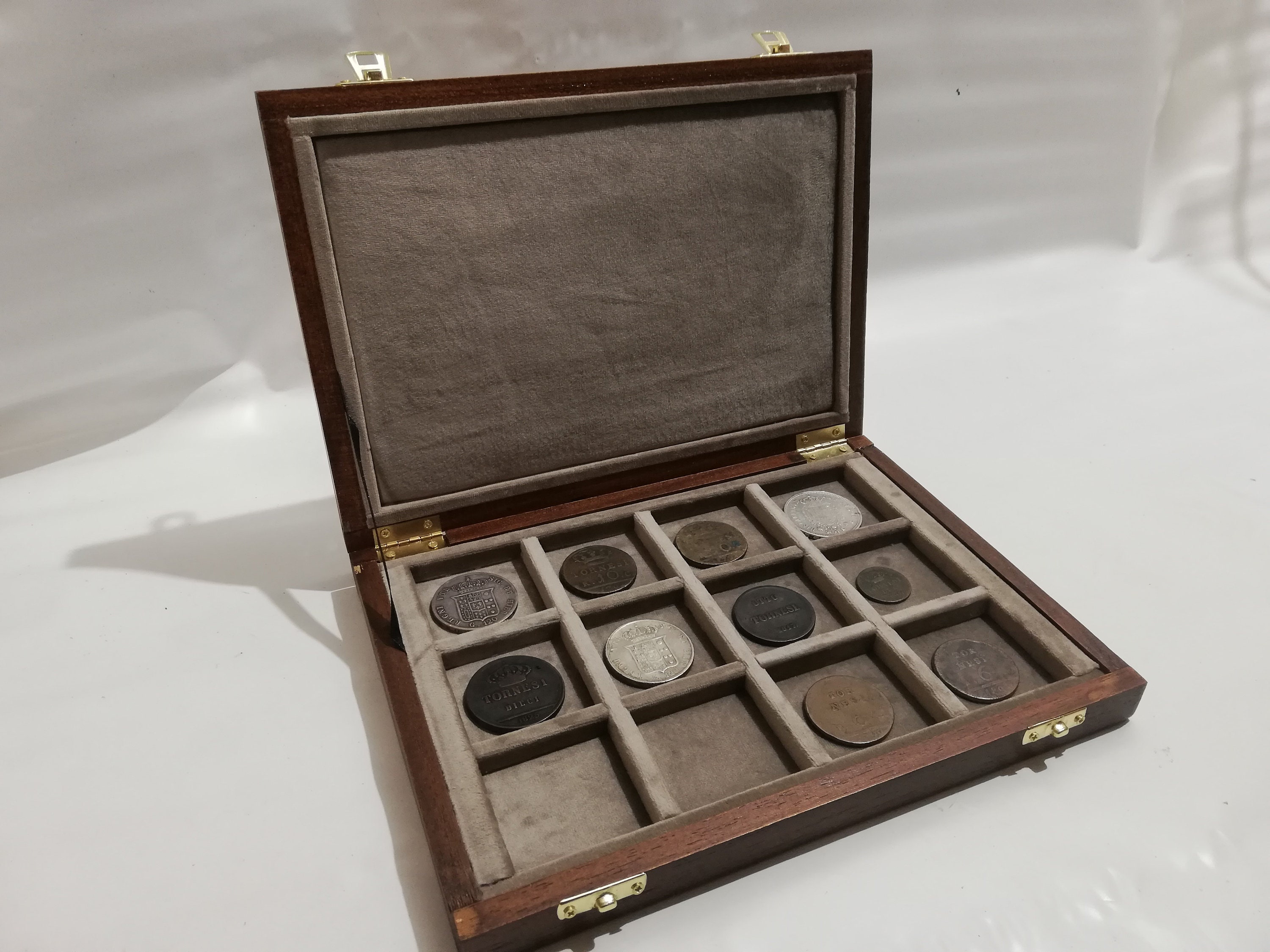 Wooden Case for Coins 12 Boxes 50 X 50 Mm in Italian Velvet TORTORA - Etsy