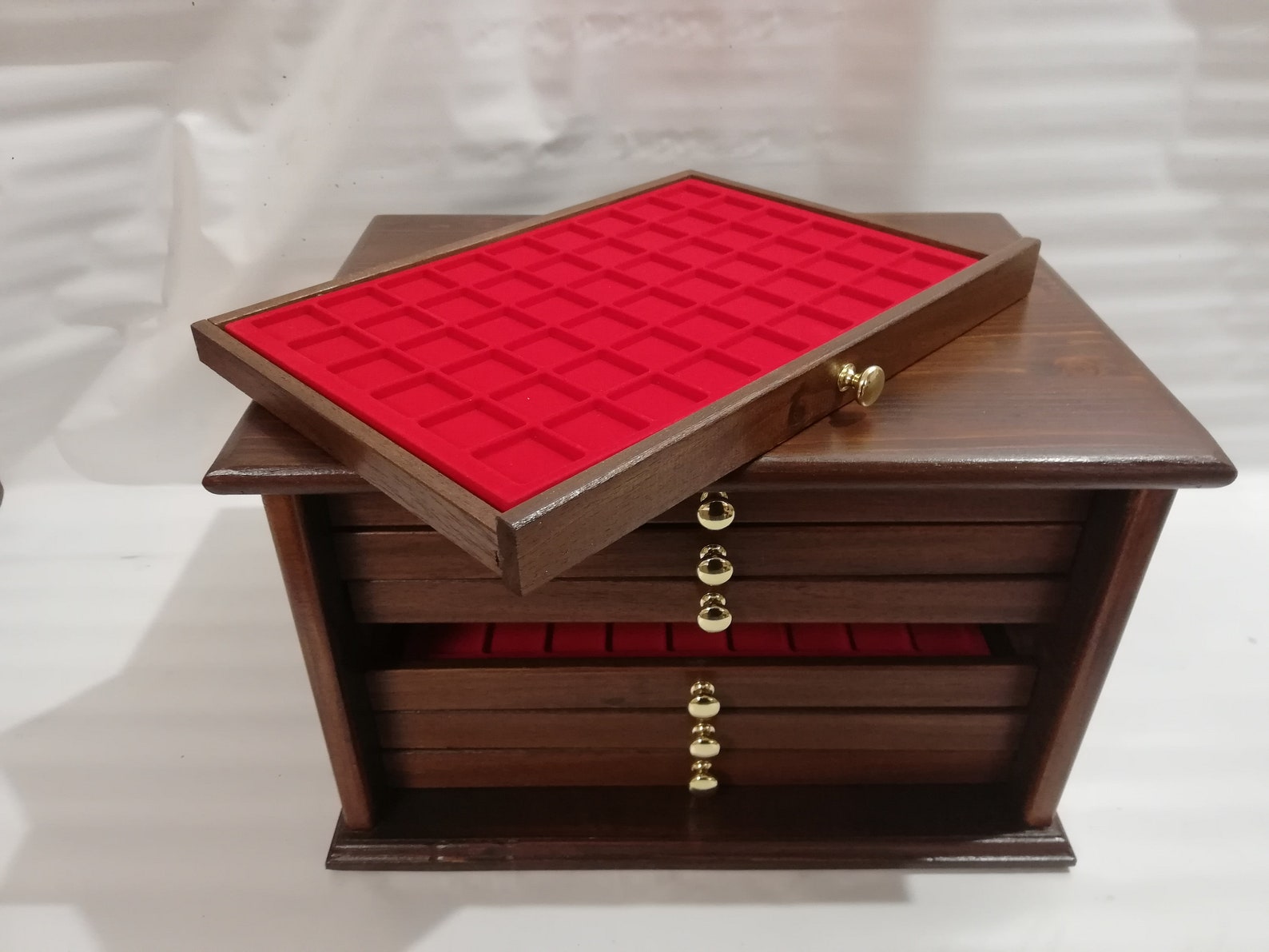 Coin Cabinet Coin Cabinet in Real Wood Color Walnut 7 Drawers - Etsy