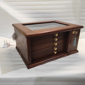 5 drawer coin cabinet in real wood and italian velvet - Etsy