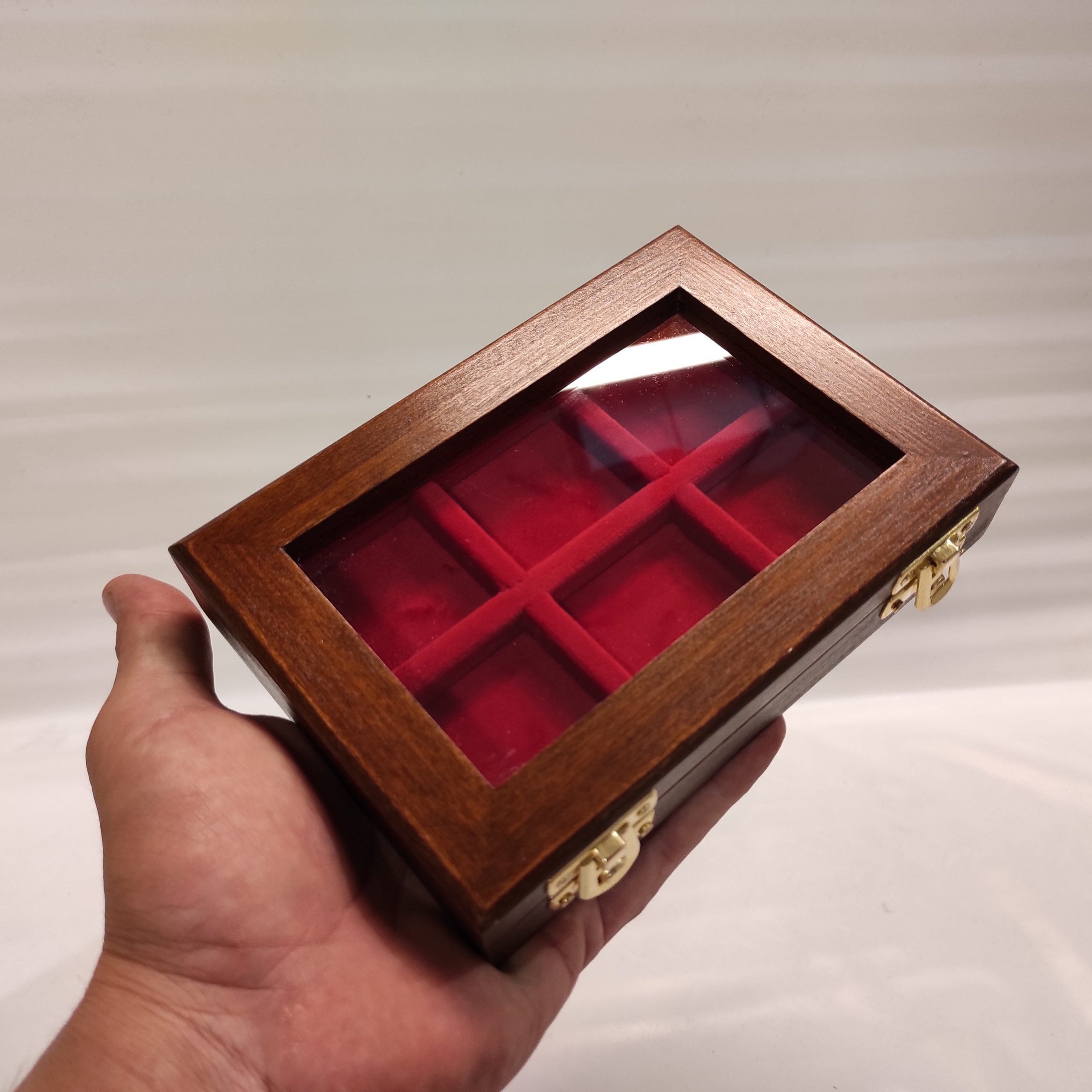 Customizable Wooden Coin Case 6 Boxes 40×40 Mm Glass Display - Etsy