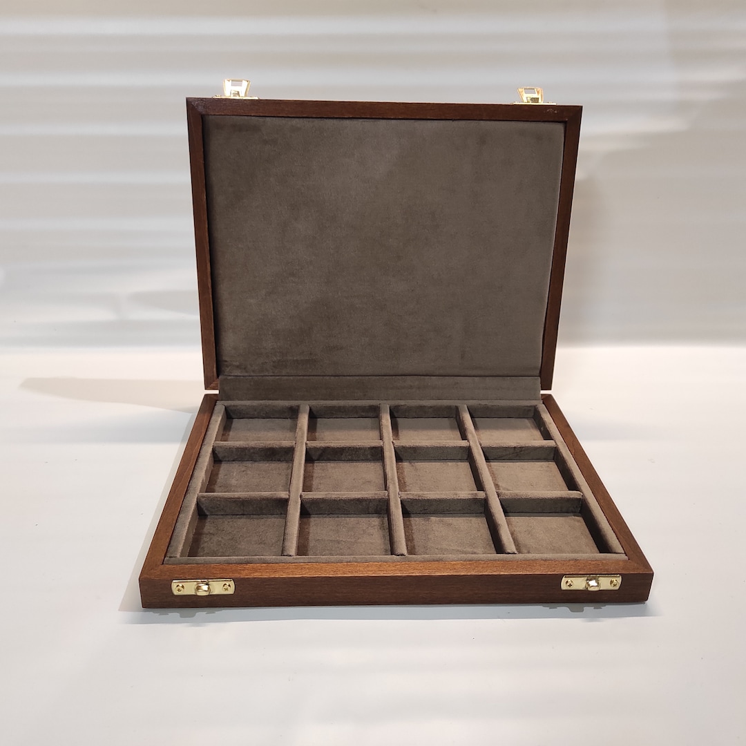 Wooden Case Box for Coins, Medals, Minerals, Fossils, Gems, Malacology ...