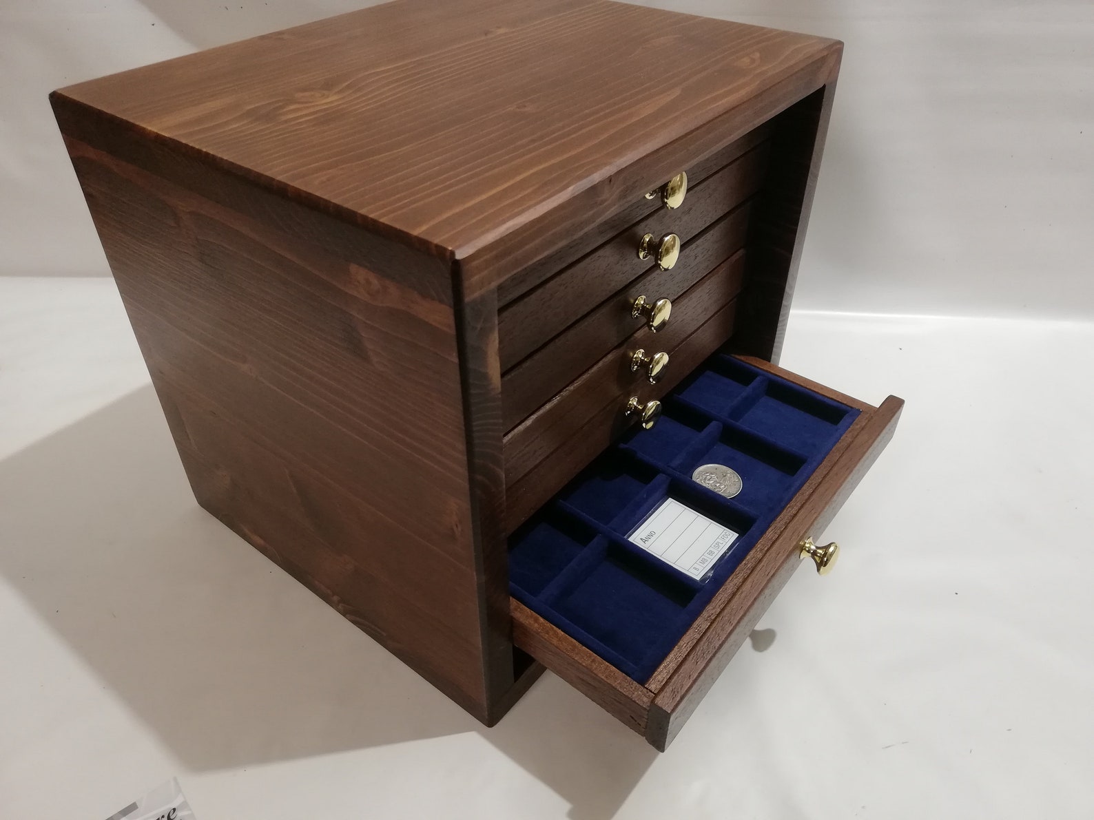 Coin Cabinet 7 Drawers in Real Wood and Italian First Choince Velvet ...