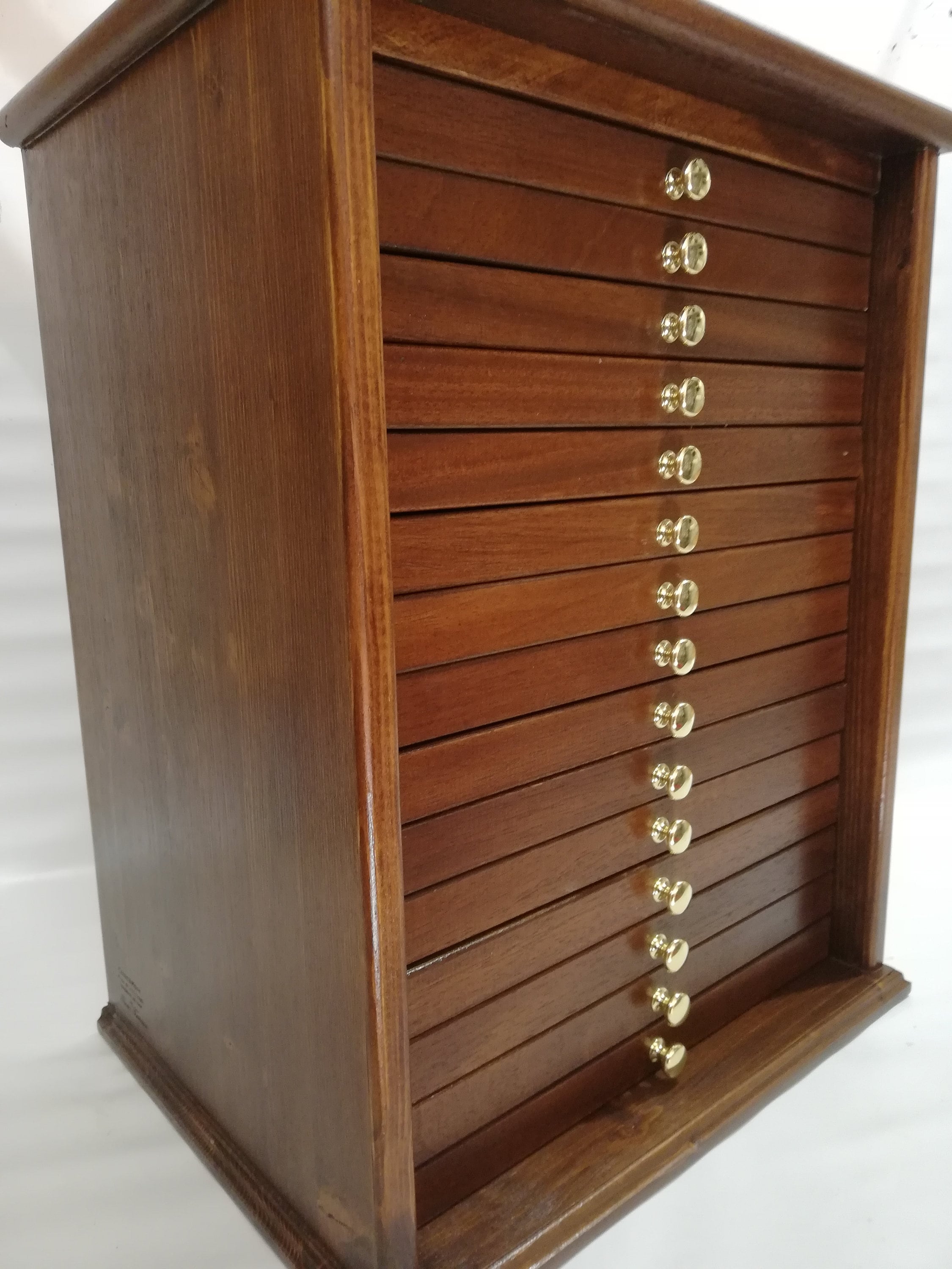 Coin cabinet 15 Drawers in real wood and Italian Red Velvet | Etsy