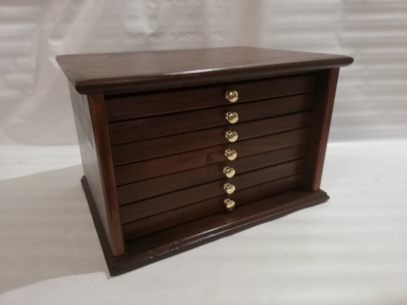 Coin Cabinet Coin Cabinet in Real Wood Color Walnut 7 Drawers - Etsy