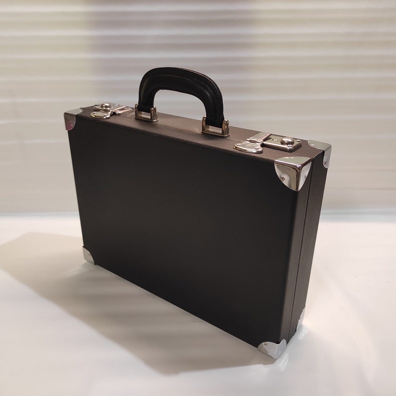 Portable Suitcase for Coins Briefcase BLACK Leatherette, Including 3 ...