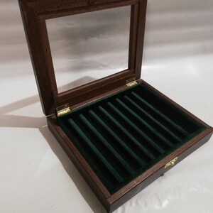 Pen Holder Box, Wood and Velvet Case Display for Fountain Pens ...