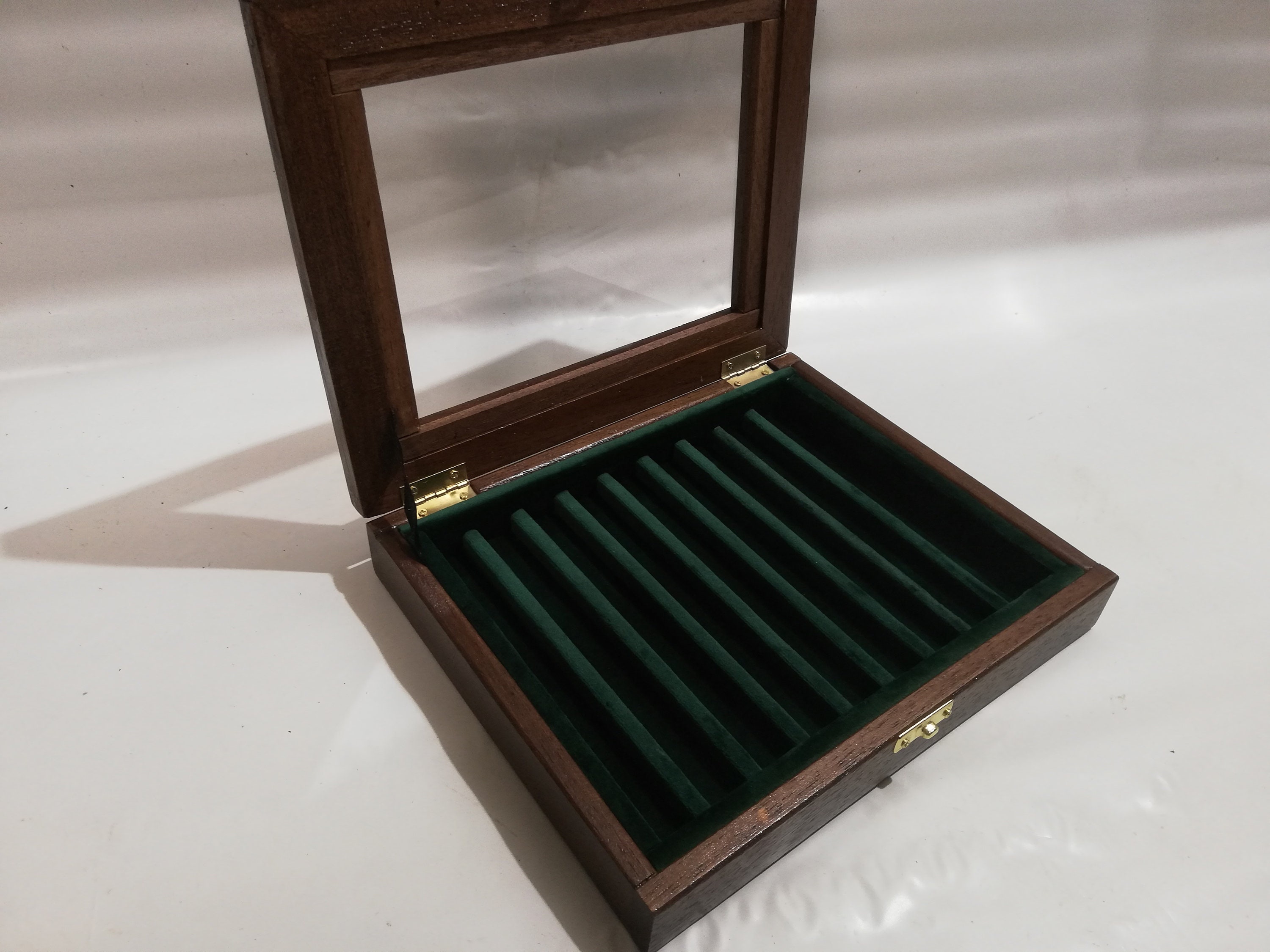 Pen Holder Box, Wood and Velvet Case Display for Fountain Pens ...