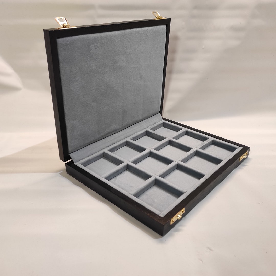 Wooden Case Box for Coins, Medals, Minerals, Fossils, Gems, Malacology ...