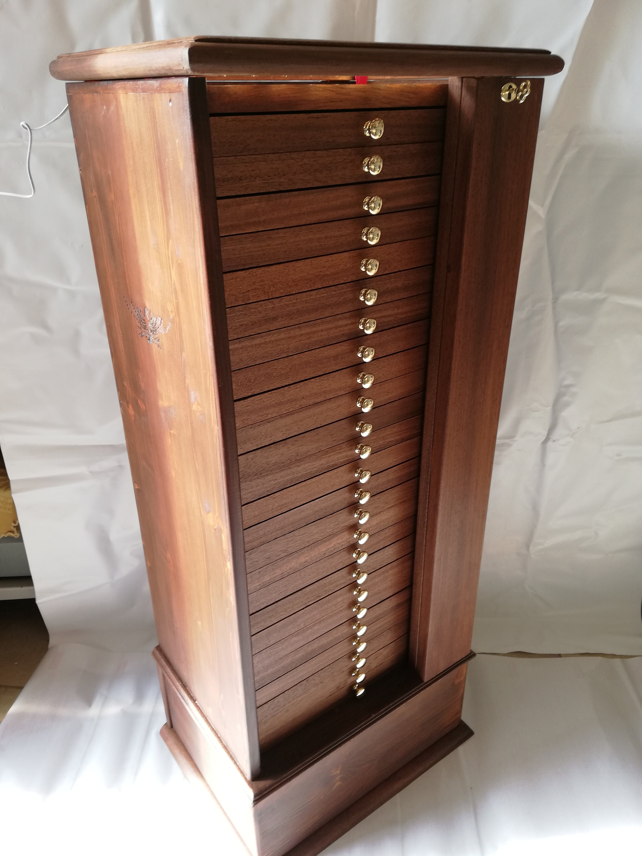Coin Cabinet of Medals 25 Drawers Real Wood Trays Flocked Red - Etsy