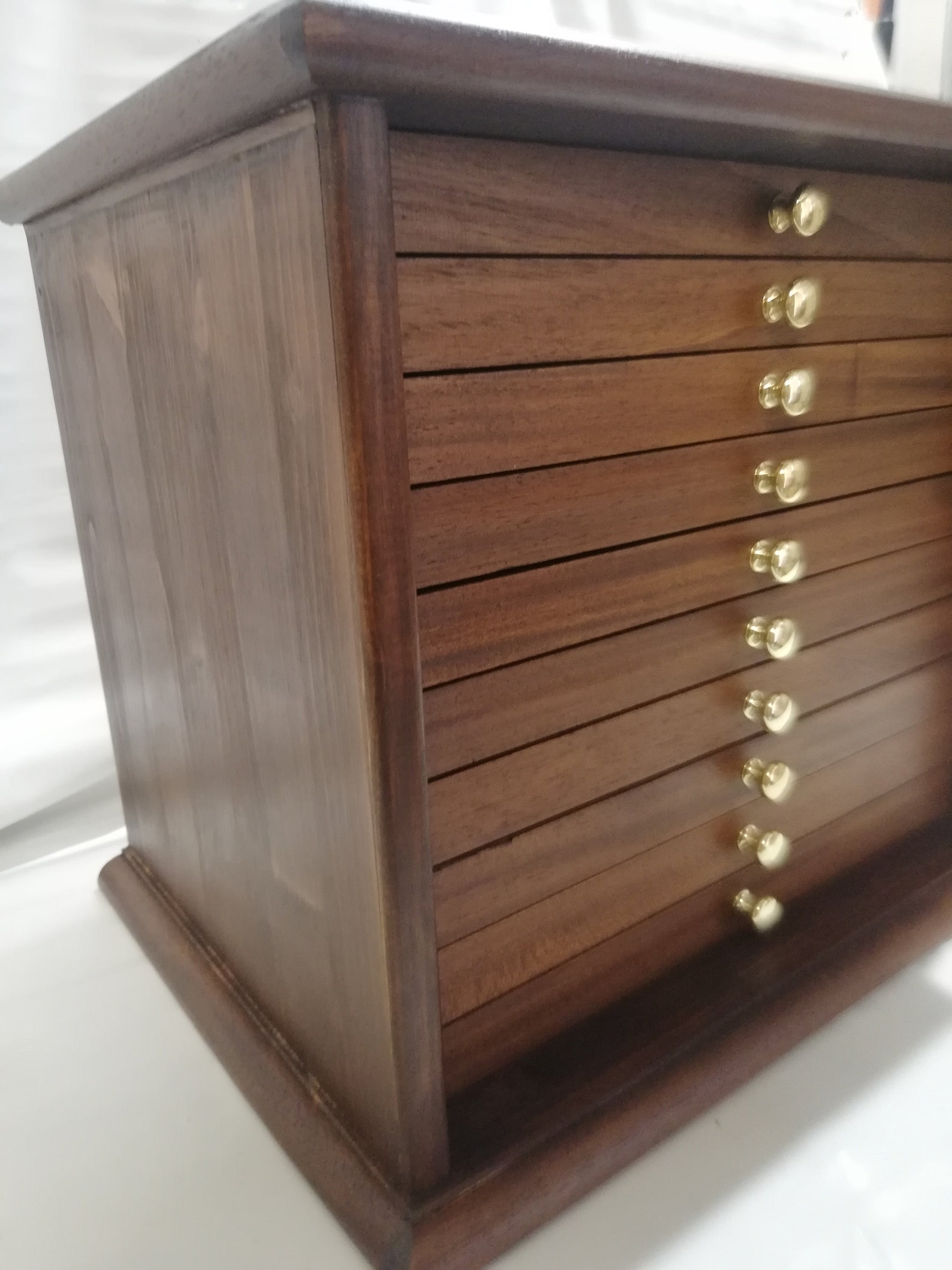 Coin cabinet Coin cabinet in real wood color Walnut 10 Drawers | Etsy