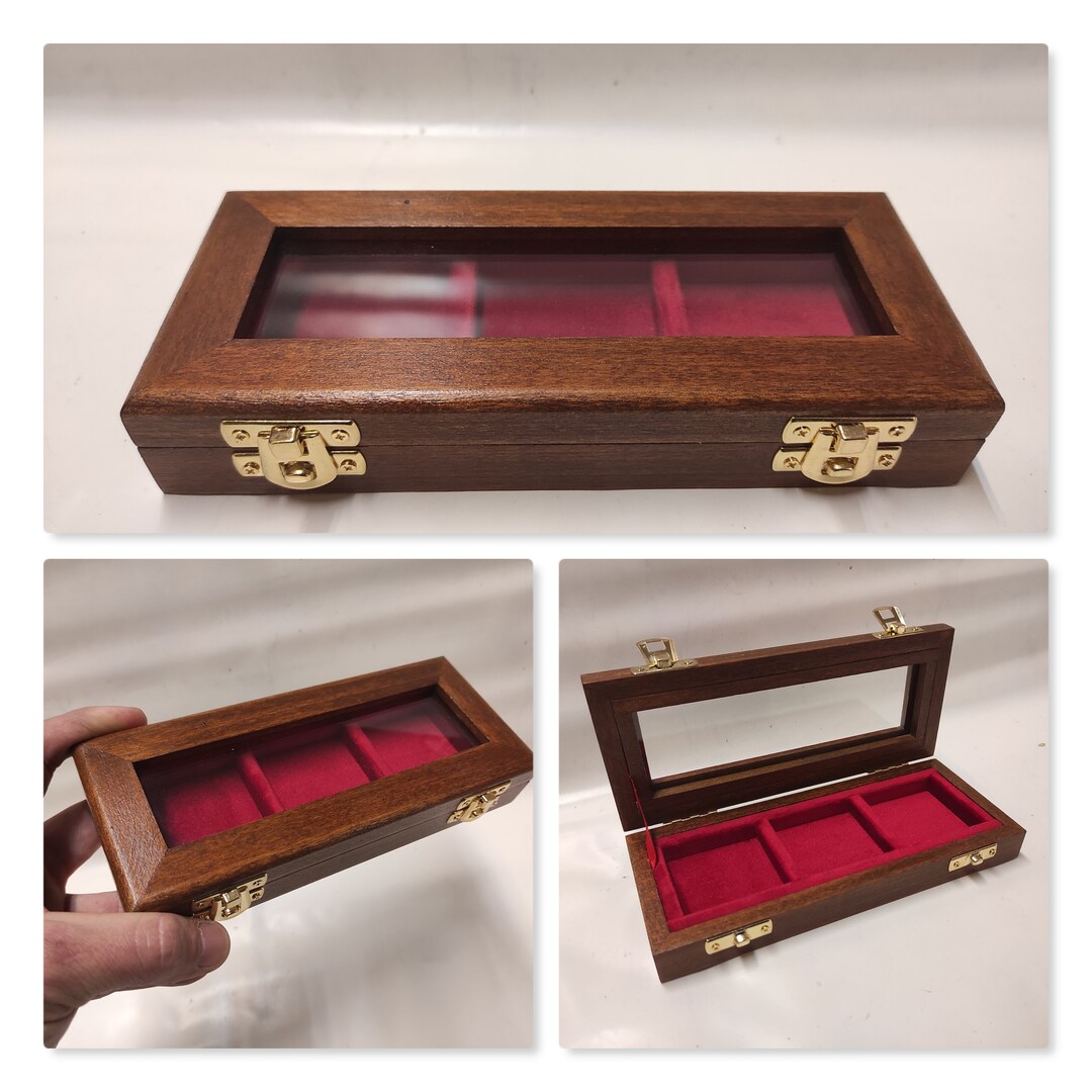 Wooden Box Case 3 Squares 50x50mm in Italian Velvet, Color of Your ...