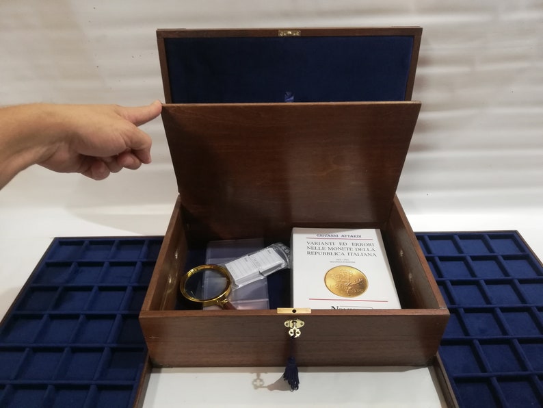 Wooden Coin Box With Double Bottom and 2 Trays in Italian | Etsy