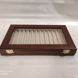 Pen Holder Box, Wood and Velvet Case Display for 13 Fountain Pens ...