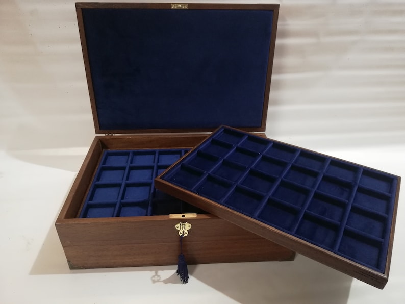 Wooden Coin Box With Double Bottom and 2 Trays in Italian | Etsy