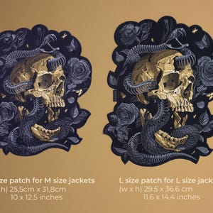 Bloody Red Skull With Snake and Roses, Iron on Patch, Creepy Goth Nature, Goth Patches, Back ...