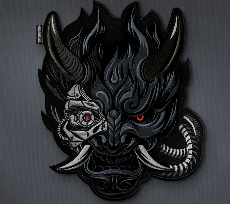 Samurai Cyberpunk Oni Patch - Demon Embroidered Back Patches for ...