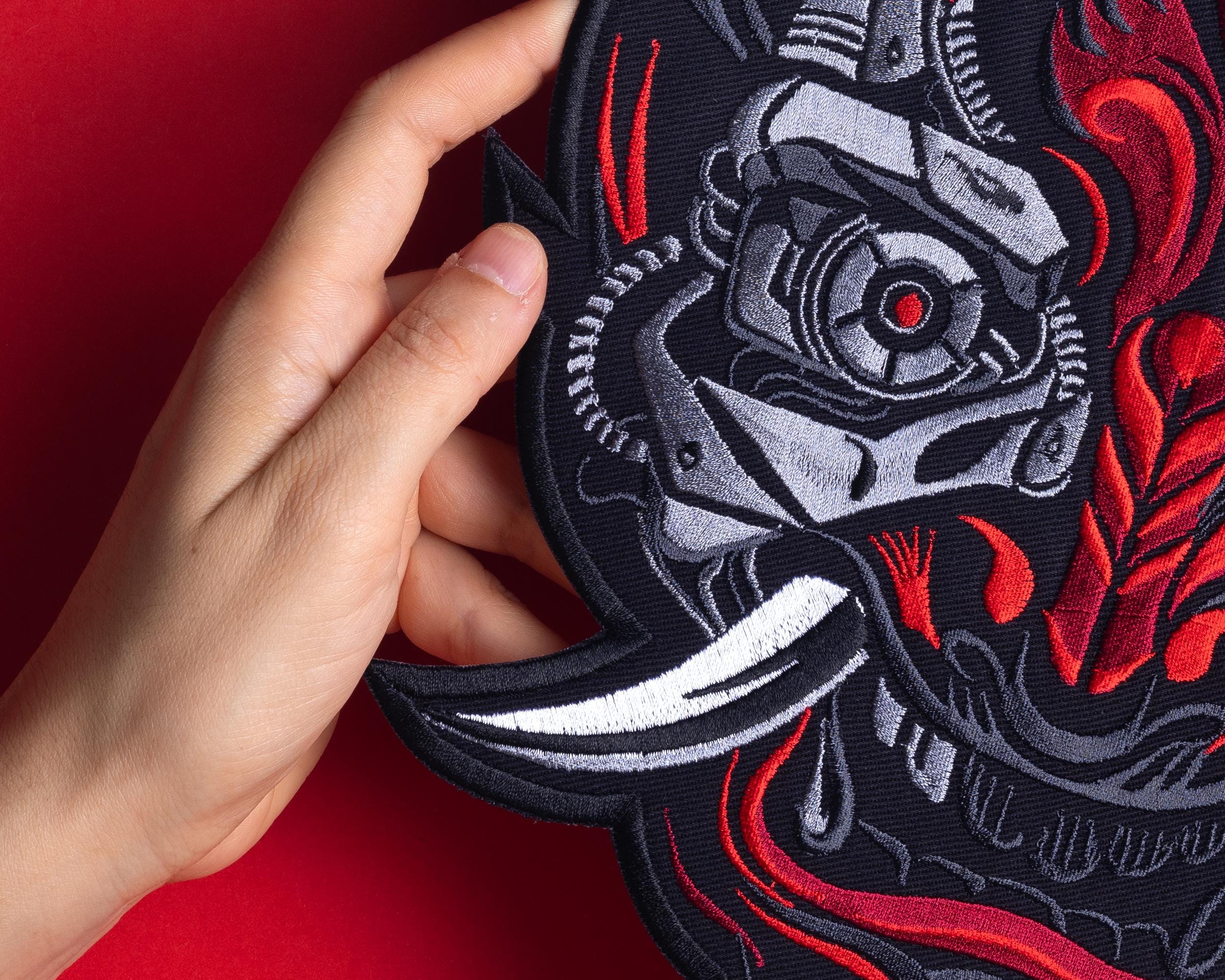 Samurai Cyberpunk Oni Patch - Demon Embroidered Back Patches for ...
