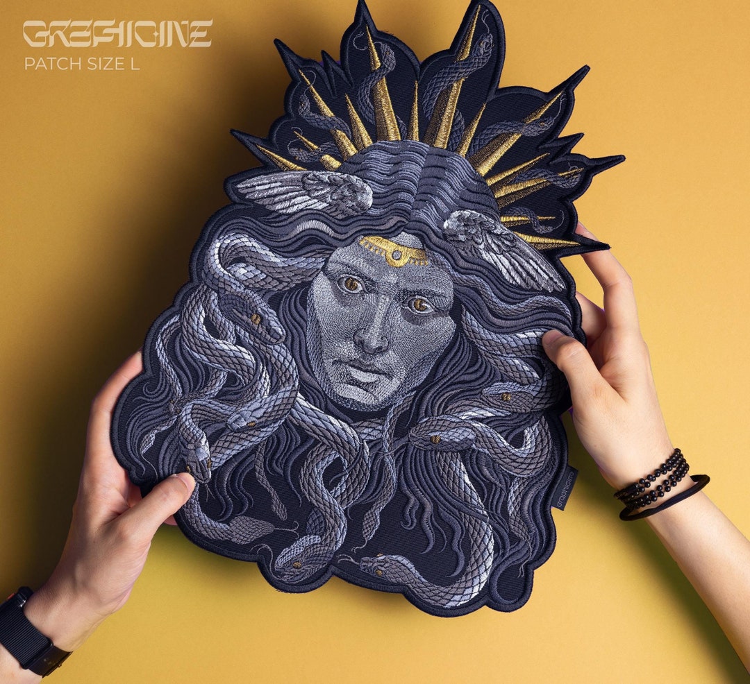 Embroidered Patch, Medusa Back Patch, Snakes Iron-on Patch, Patches for Jackets, Gorgon Greek ...