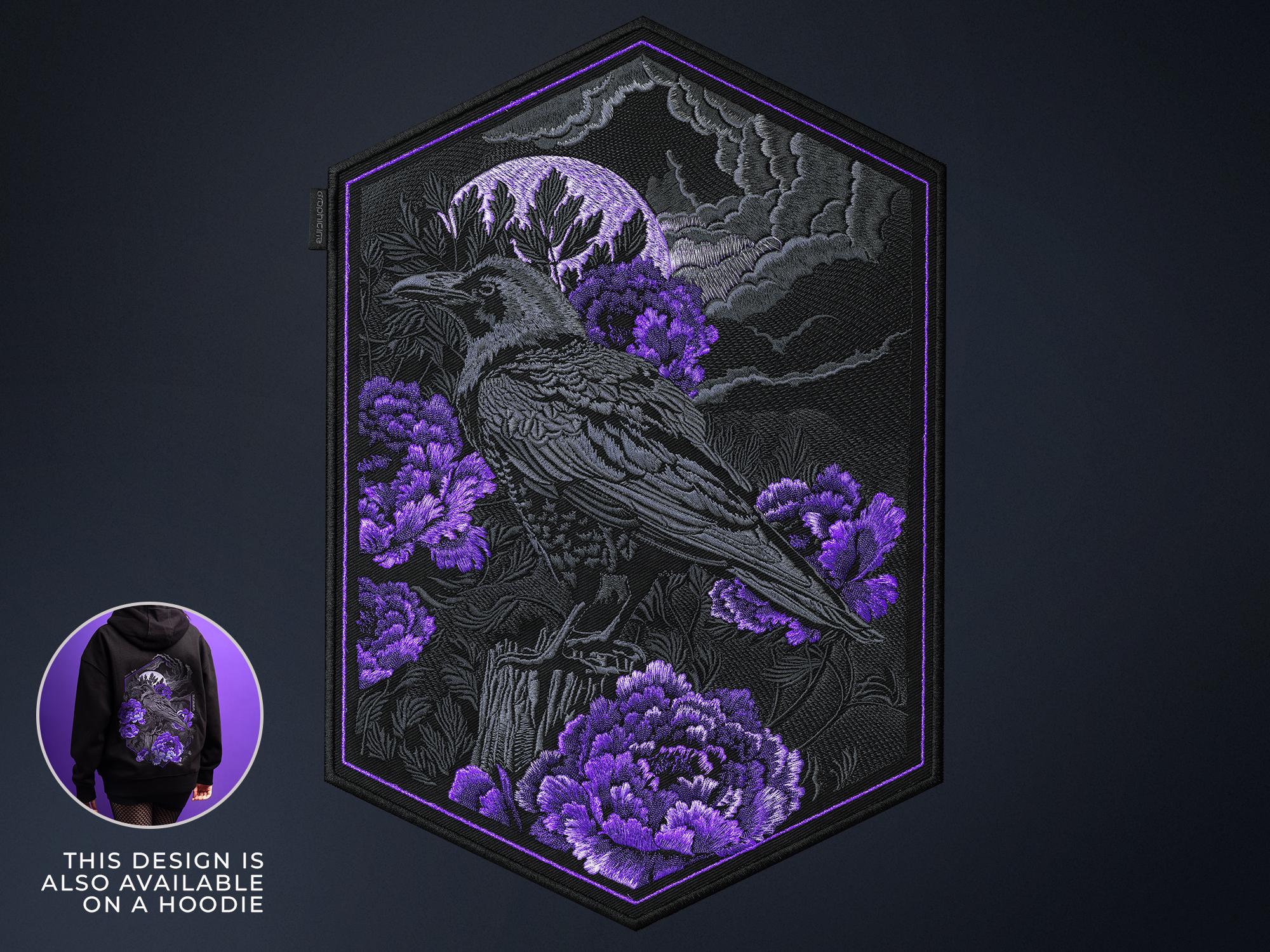 Embroidered Raven Back Patch: Gothic Crow Iron-on Patch for Custom Vest ...