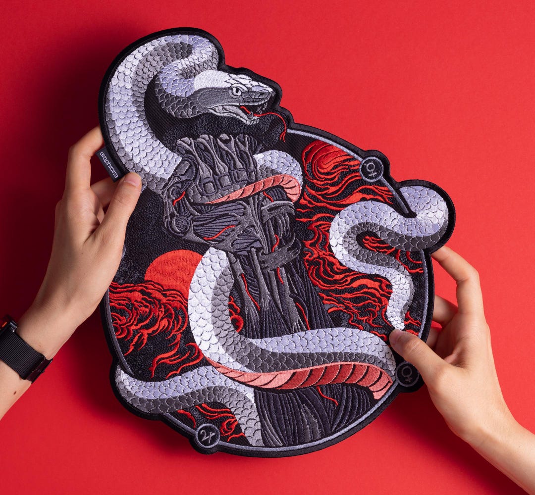 Embroidered Snake Back Patch: Occult Dark Art Goth, Iron-on Sew-on ...