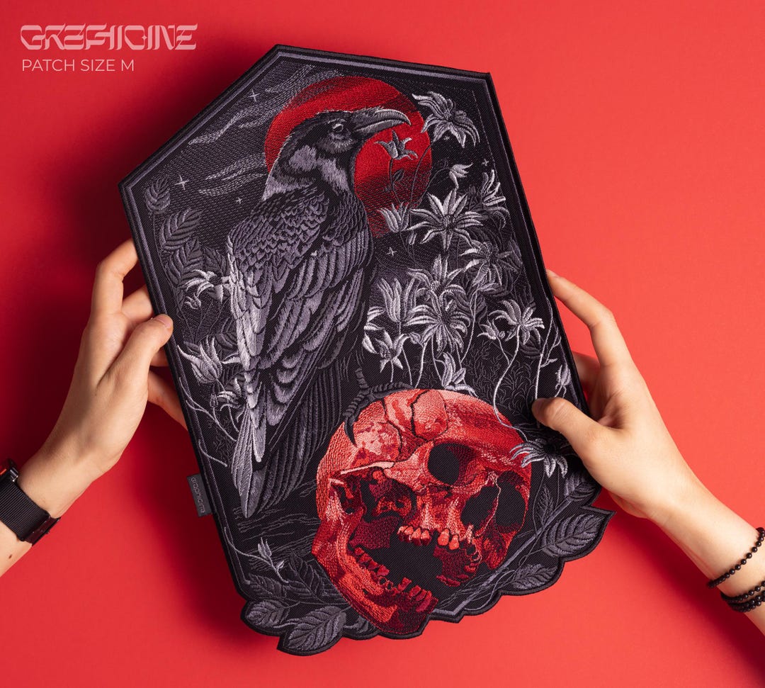 Raven Patch, Crow Patch, Skull Patches, Goth Cottagecore, Goth Patches, Patches for Jackets ...