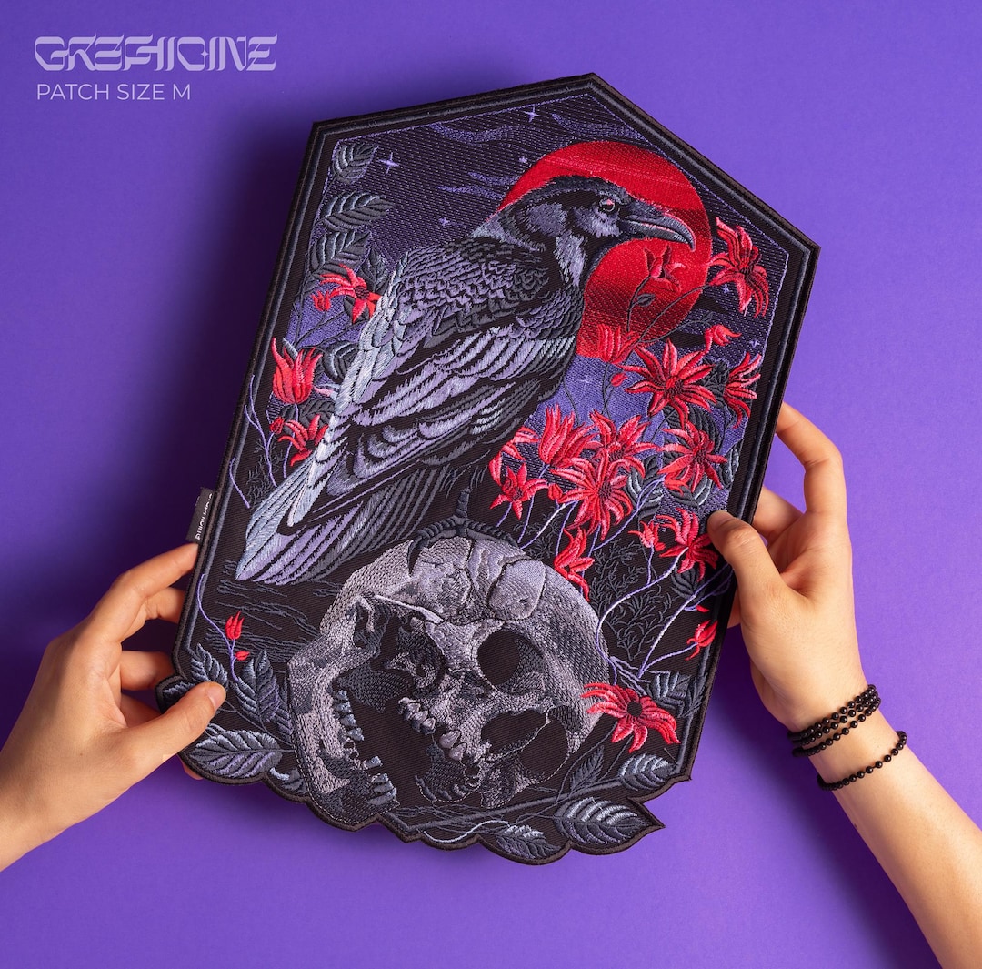 Raven Patch, Crow Patch, Back Patch, Embroidered Patches, Goth ...