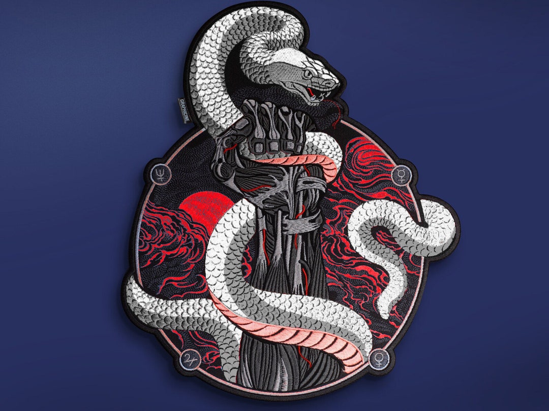 Snake Accessories, Back Patch, Snake Patch, Surreal Dark Art, Goth ...