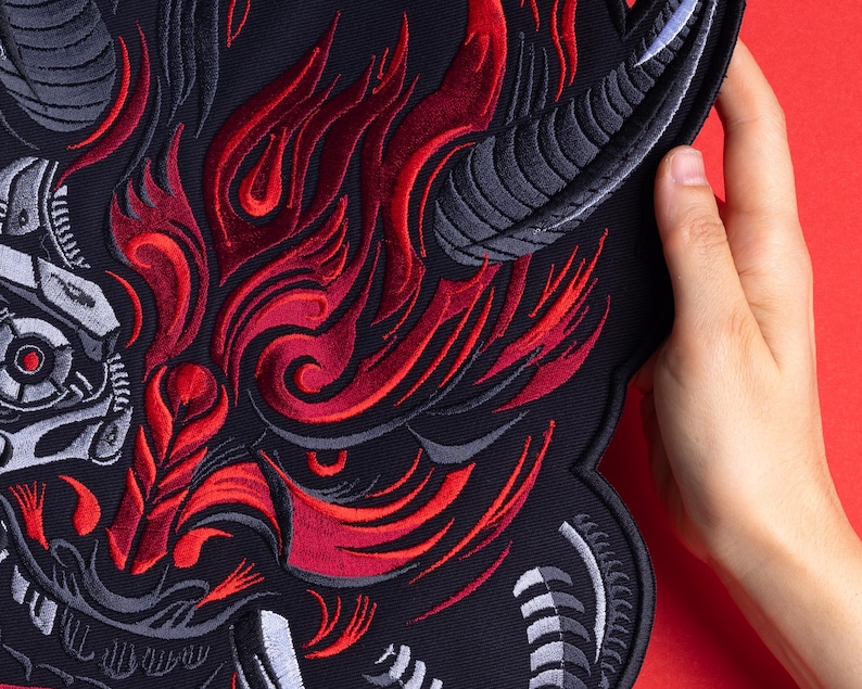 Samurai Cyberpunk Oni Patch - Demon Embroidered Back Patches for ...